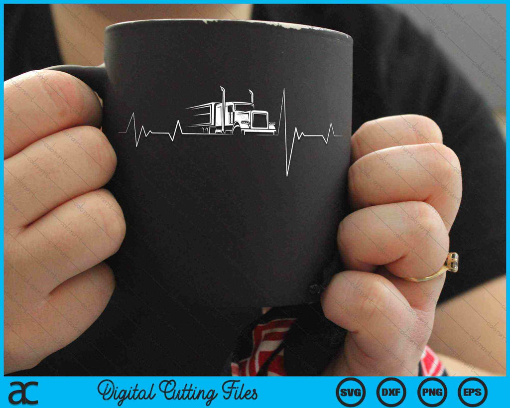 Truck Driver Heart Beat 18 Wheeler Semi Trailer Tractor SVG PNG Files ...