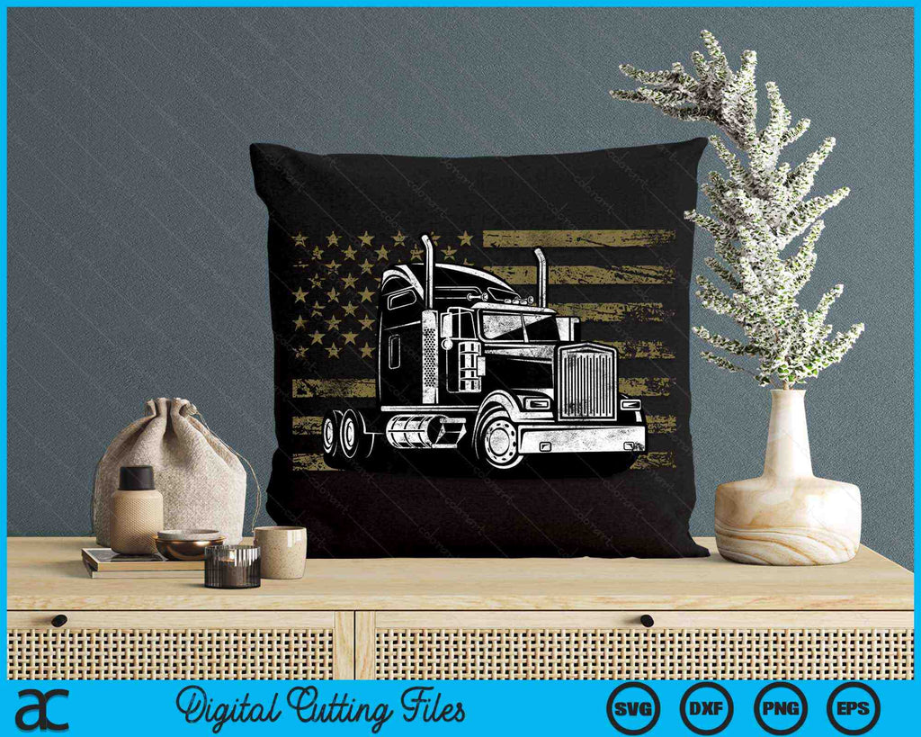 Trucker American Flag Big Rig Semi Trailer Truck Driver SVG PNG Files ...