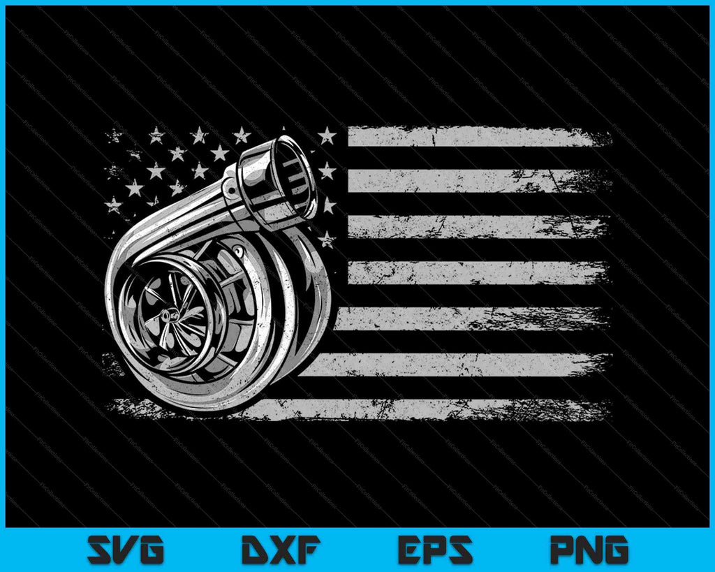 Turbo US Flag Tuner Car Guy Car Enthusiast Racing SVG PNG Files ...