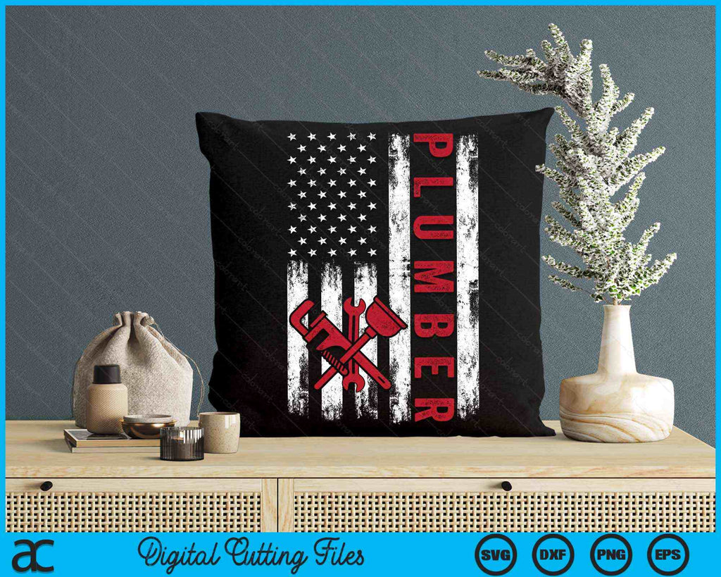 Usa Flag Patriotic Plumber American Flag SVG PNG Digital Cutting Files ...