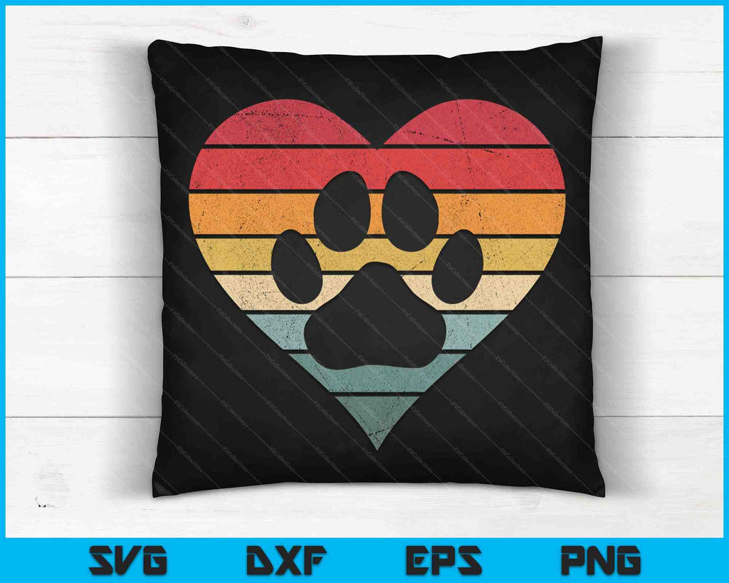 Veterinarian Vet Tech Retro Sunset Paw Print Dog Cat Lover SVG Files ...