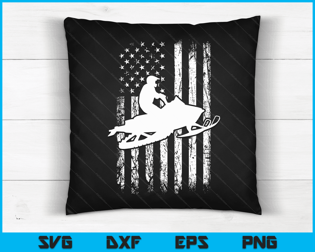 Vintage American Flag Snowmobiling Snowmobile Rider SVG Cutting Files ...