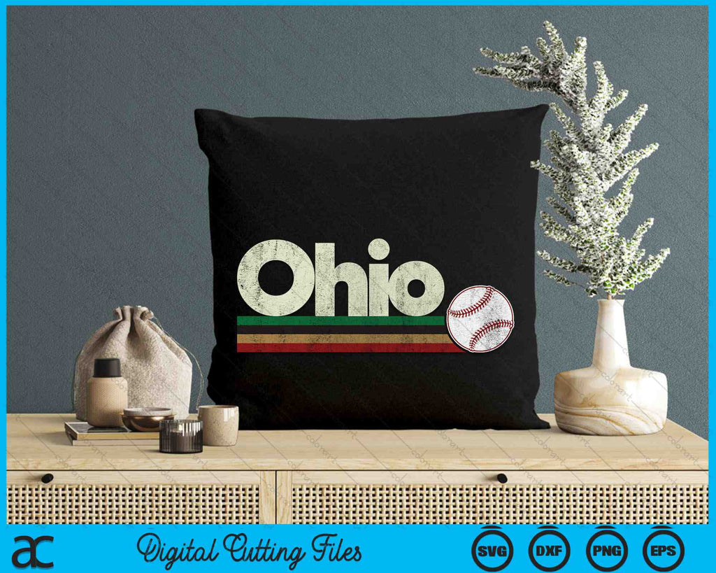 Vintage Baseball Ohio Baseball Retro Stripes SVG Cutting Files ...
