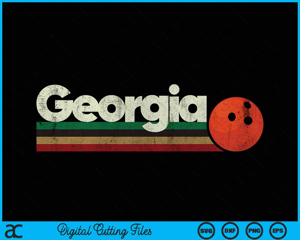 Vintage Bowling Georgia Bowling Retro Stripes SVG PNG Cutting Files ...