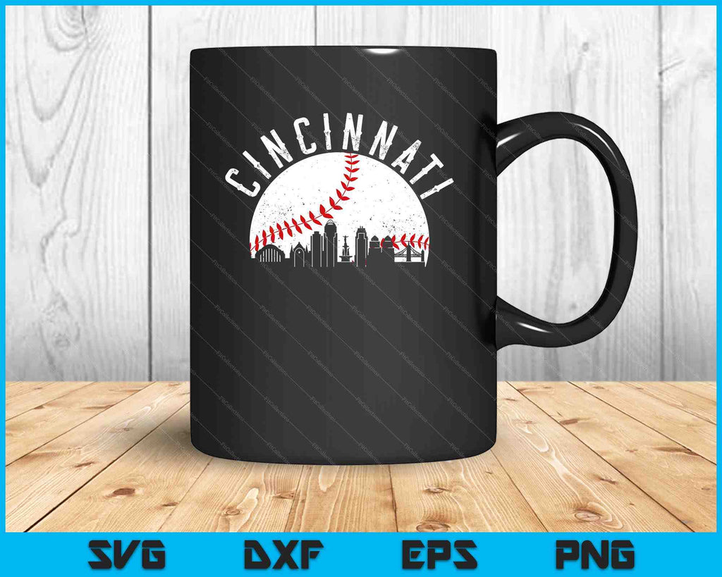 Cincinnati Cityscape Baseball Lover SVG PNG Archivos de corte digital ...