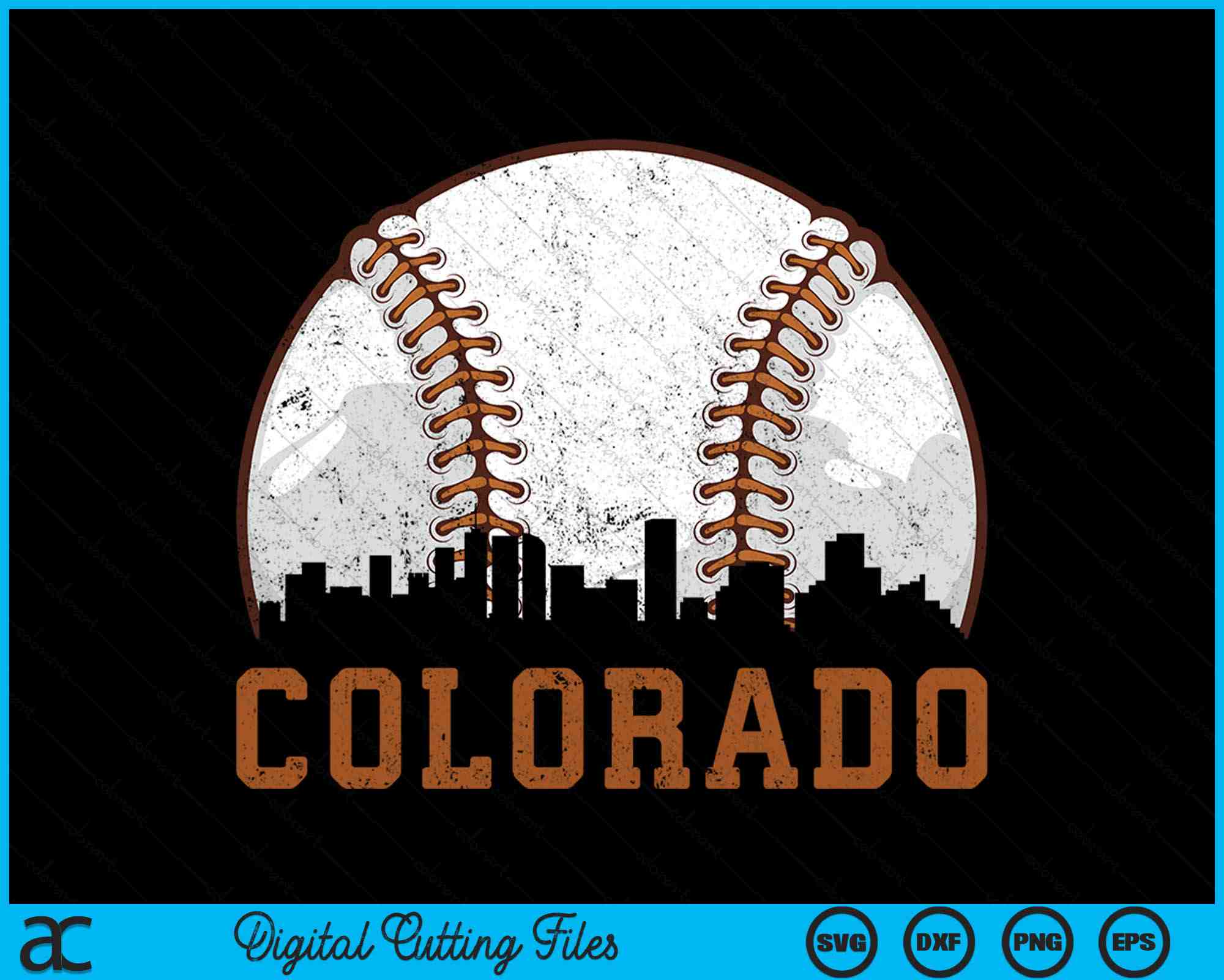 Vintage Colorado Cityscape Baseball SVG PNG Digital Printable Files ...