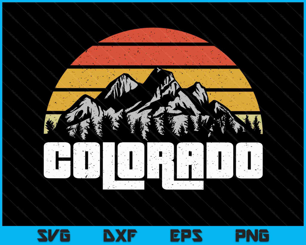 Vintage Colorado Mountains State Nature Sun Retro SVG PNG Files ...