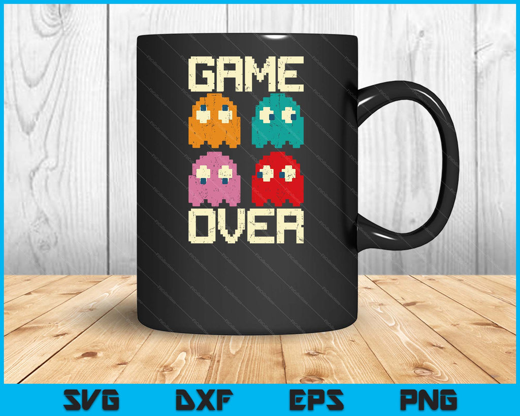 Vintage Game Over 80s Nostalgia Retro Arcade Ghost Old Gamer SVG Files ...