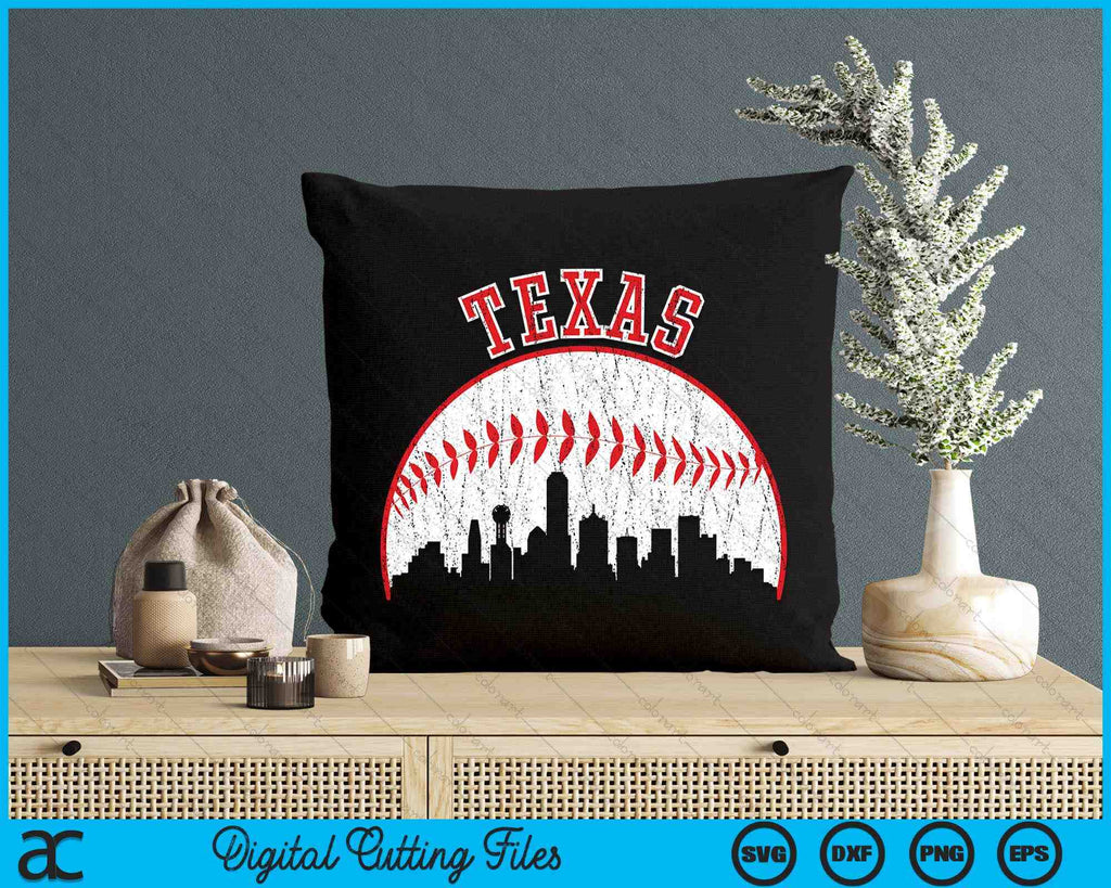 Vintage Skyline Texas Baseball SVG PNG Digital Cutting Files ...