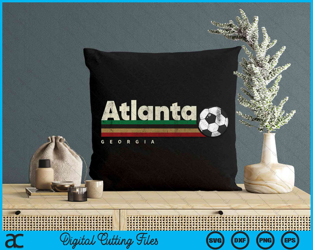 Vintage Soccer Atlanta City Soccer Retro Stripes SVG PNG Cutting Files ...