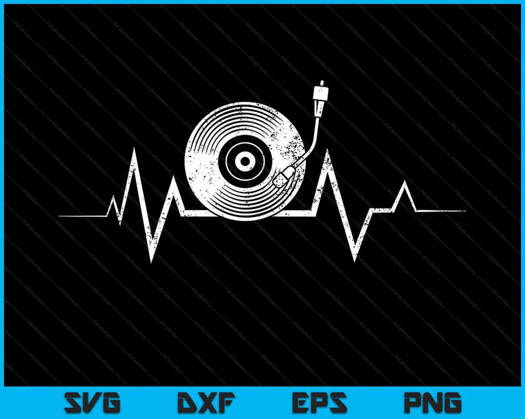 Vinyl Record Heartbeat Vintage Retro Old School DJ SVG PNG Files ...