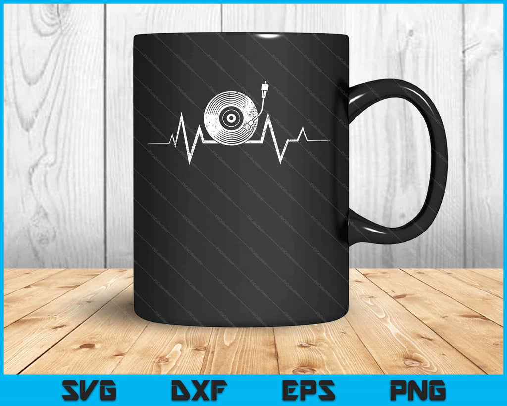 Vinyl Record Heartbeat Vintage Retro Old School DJ SVG PNG Files ...