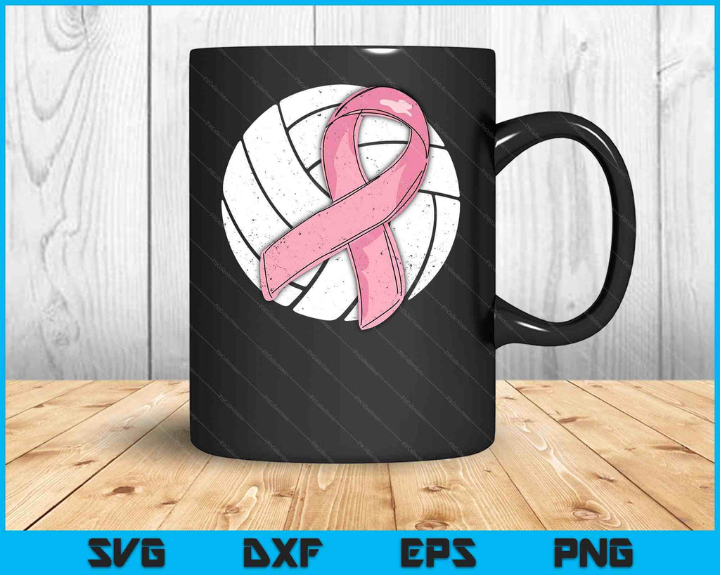 Volleyball Pink Ribbon Breast Cancer Awareness Sport Lover SVG Files ...