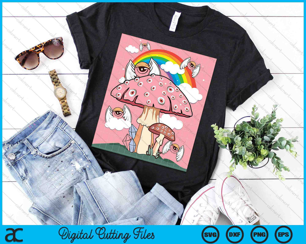 Weirdcore Aesthetic Cottagecore Kawaii Mushroom Eyes SVG Cutting Files ...