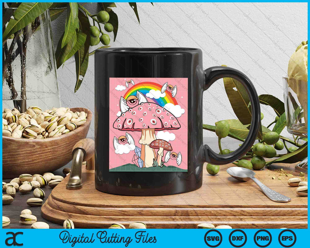 Weirdcore Aesthetic Cottagecore Kawaii Mushroom Eyes SVG Cutting Files ...