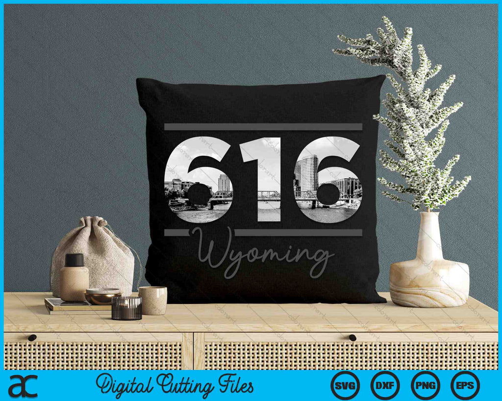 Wyoming 616 Area Code Skyline Michigan Vintage SVG PNG Cutting Files ...