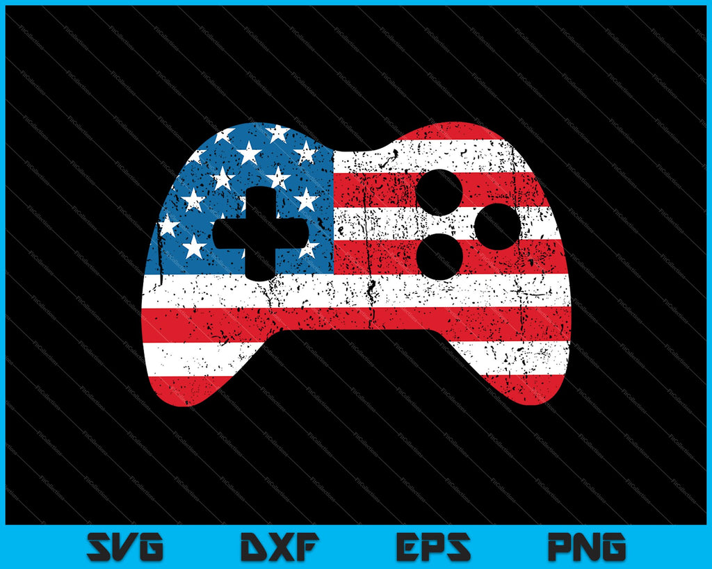 4th Of July T Shirt Design Video Gamer USA Flag SVG PNG Files ...