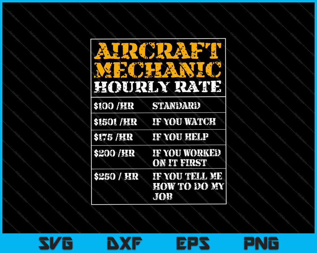 Aircraft Mechanic Hourly Rate SVG PNG Files – creativeusarts