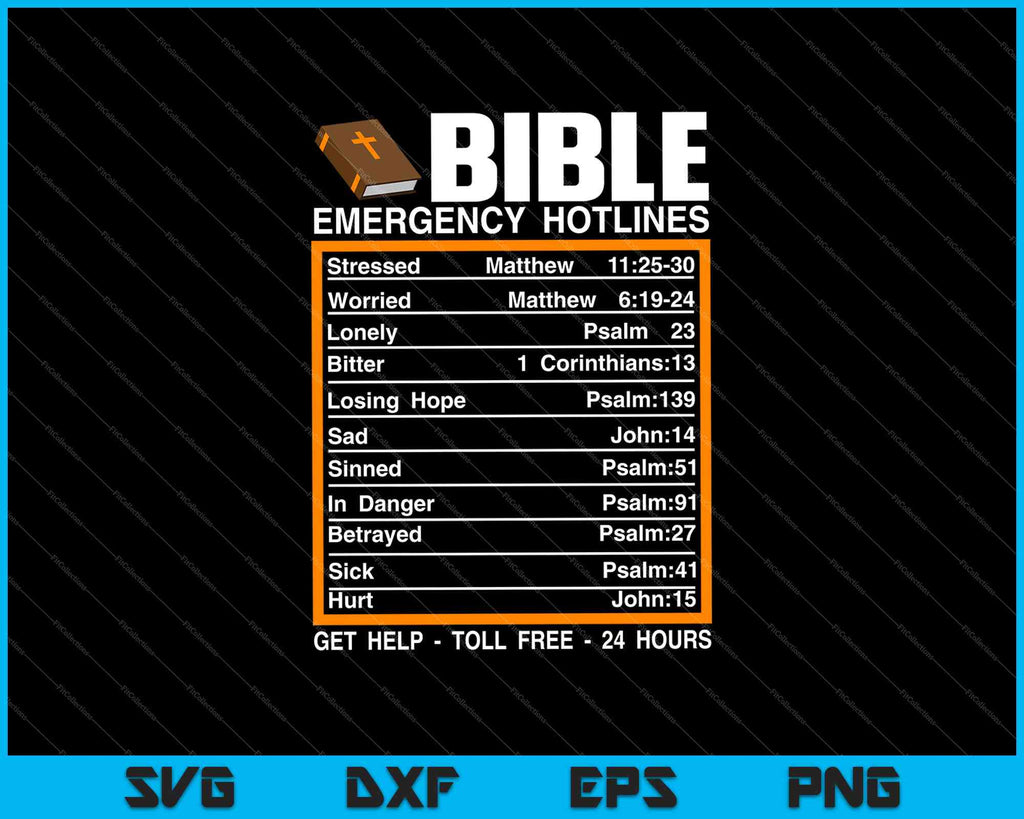 Bible Emergency Numbers Funny Christian Bible & Jesus SVG PNG Files ...
