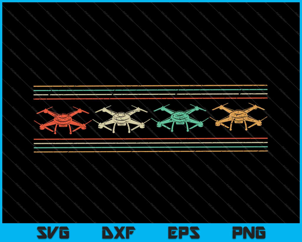 Drone Quadcopter FPV UAV Vintage SVG PNG Files – creativeusarts