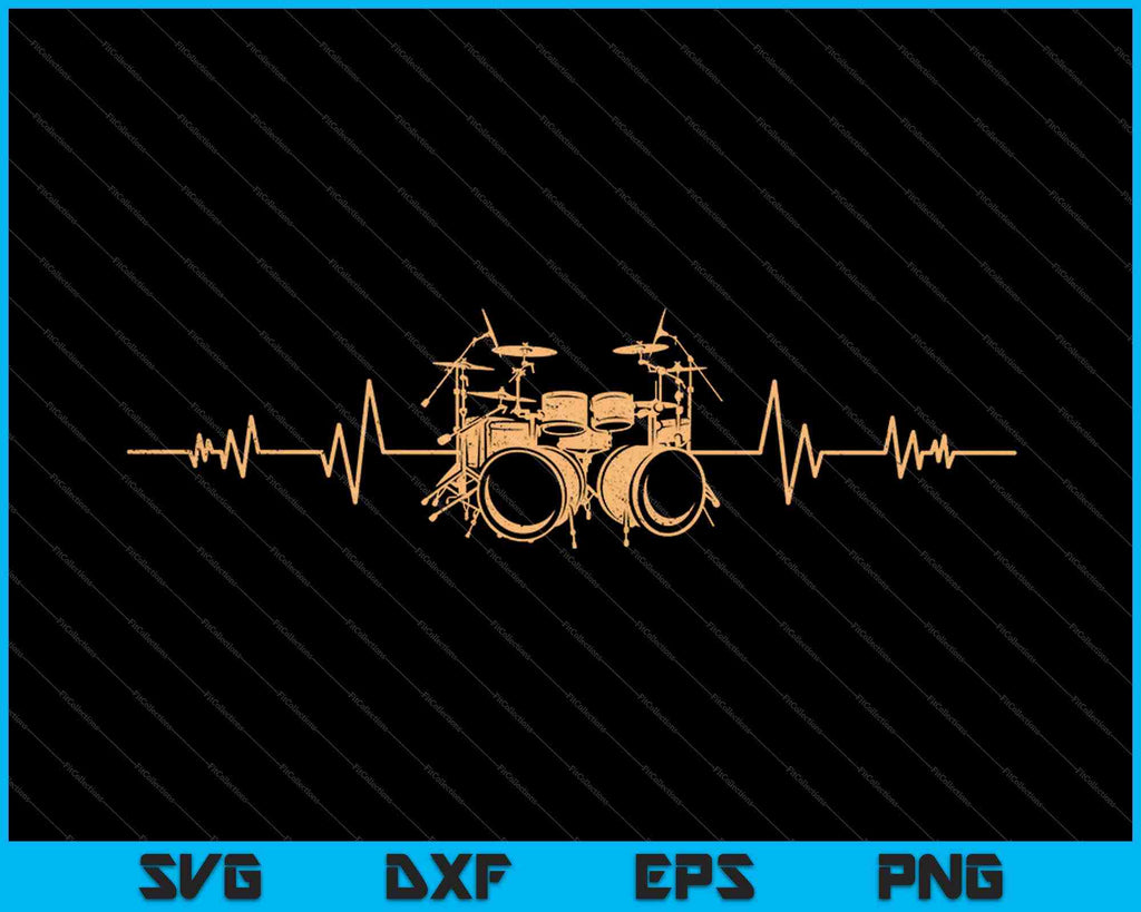 Drums Player Drum Set Heartbeat Drummer Percussion SVG PNG Files ...