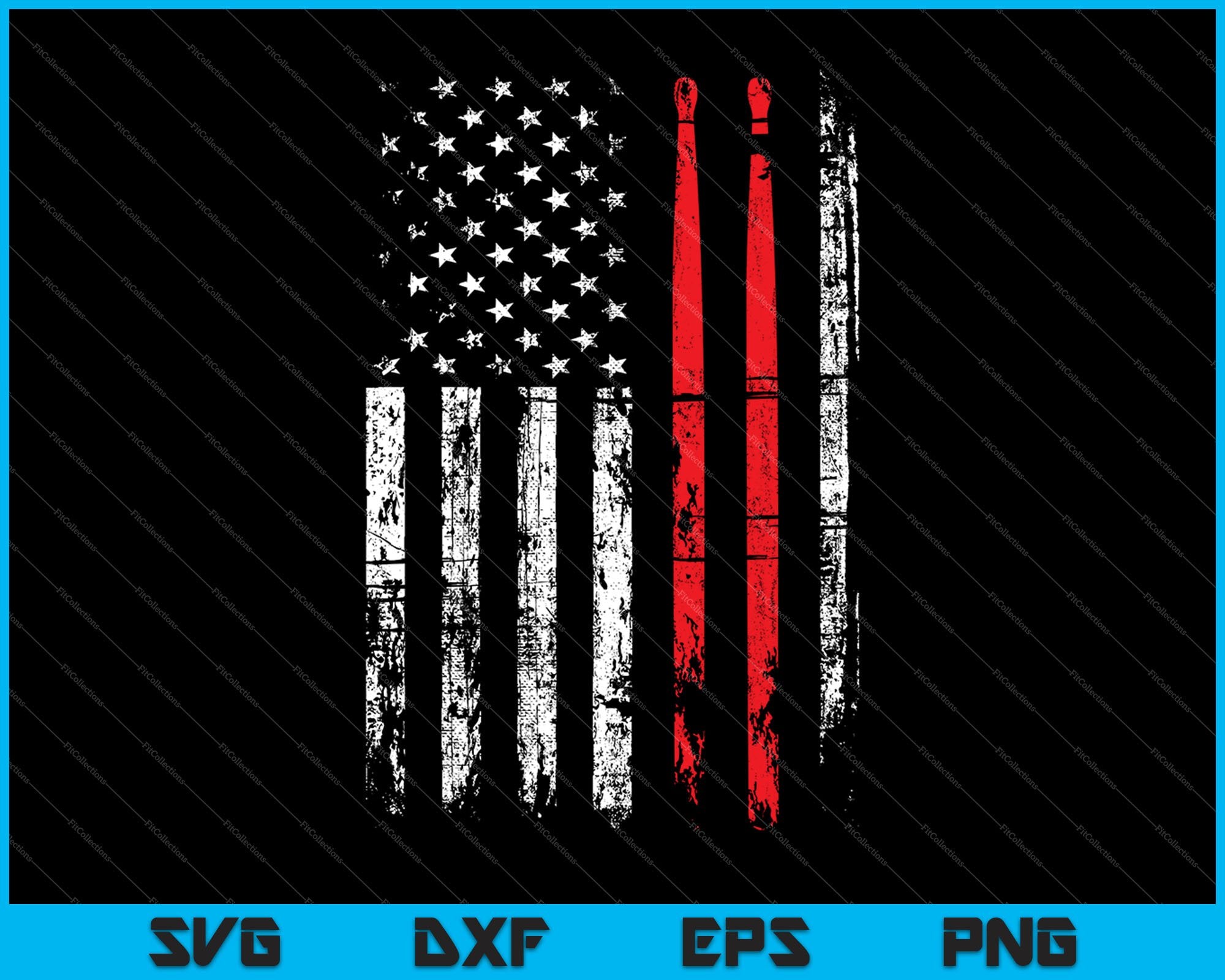 Drum Sticks on a Vintage American Flag SVG PNG Files – creativeusarts