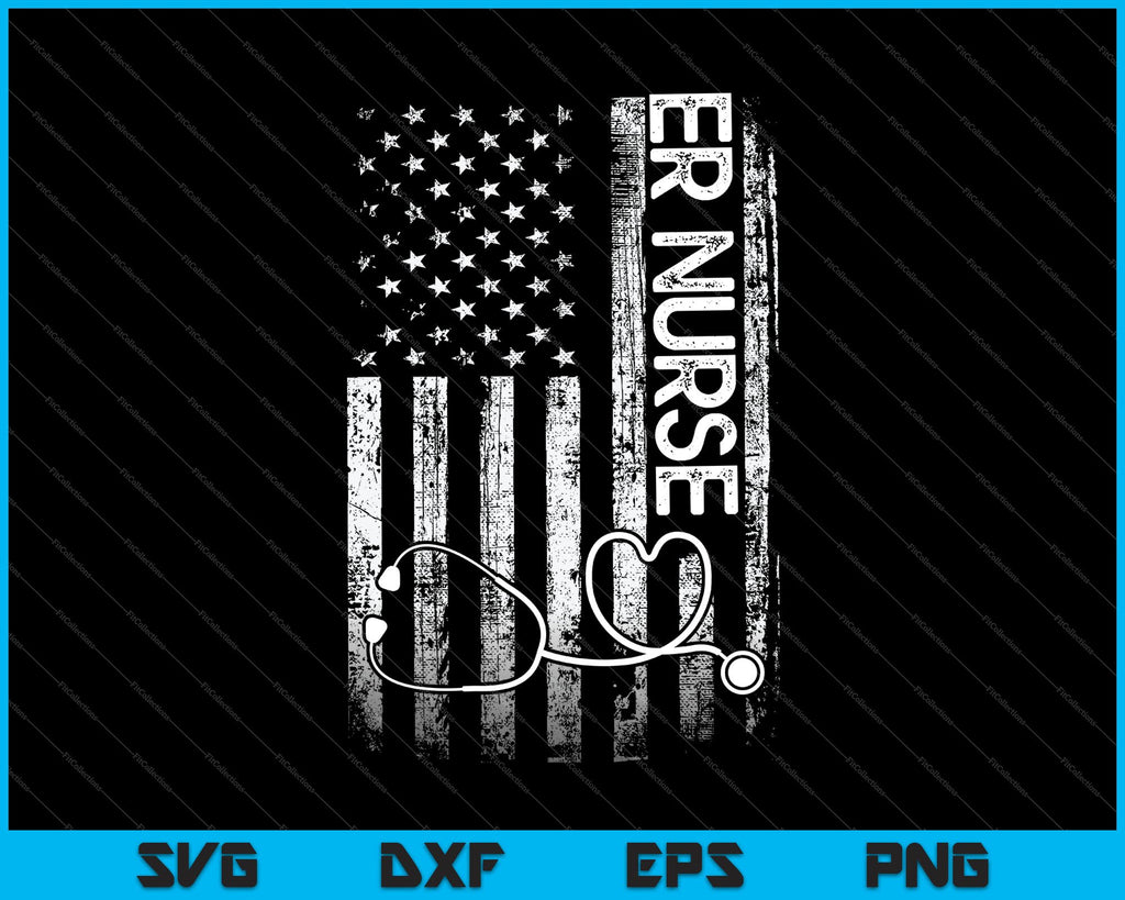 ER Nurse Distressed American Flag Emergency SVG PNG Files – creativeusarts