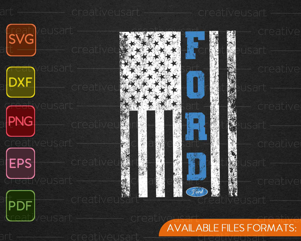 Ford American Flag Car Driving Fixing Racing SVG PNG Files – creativeusarts