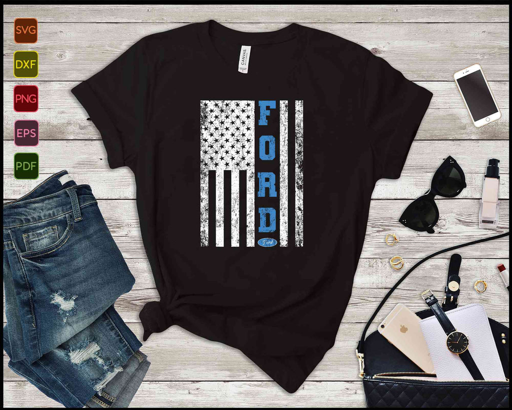 Ford American Flag Car Driving Fixing Racing SVG PNG Files – creativeusarts