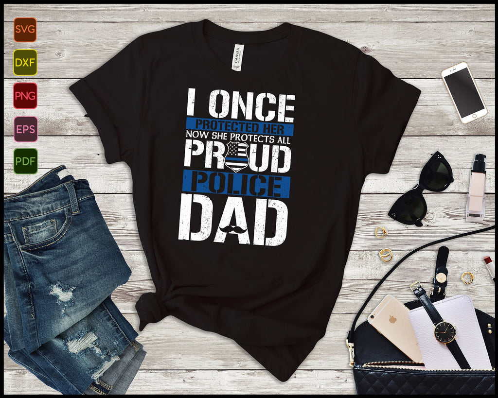 Proud Police Dad Support Police Daughter SVG PNG Files – creativeusarts