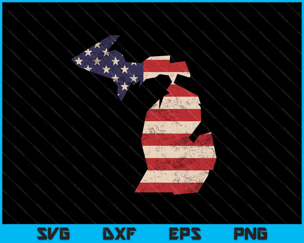 Michigan American Flag Vintage SVG PNG Cutting Printable Files ...