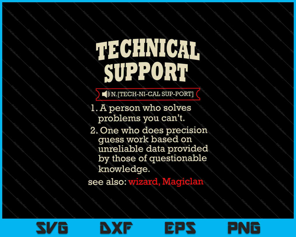 Tech Support Definition Funny Computer Nerd SVG PNG Files – creativeusarts