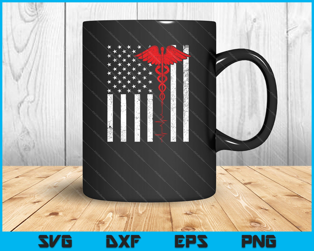 Thin Red Line Caduceus American Flag Nurse SVG PNG Files – creativeusarts