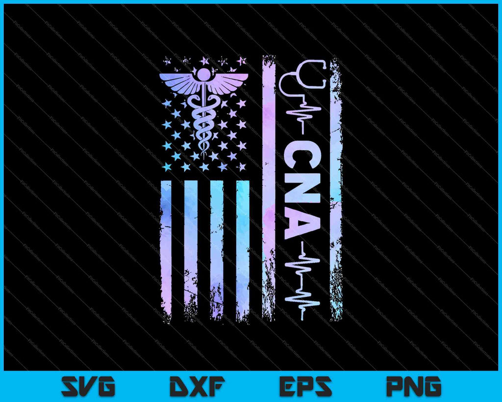 US Flag CNA Tie Dye Cute Certified Nursing Assistant SVG PNG Files ...