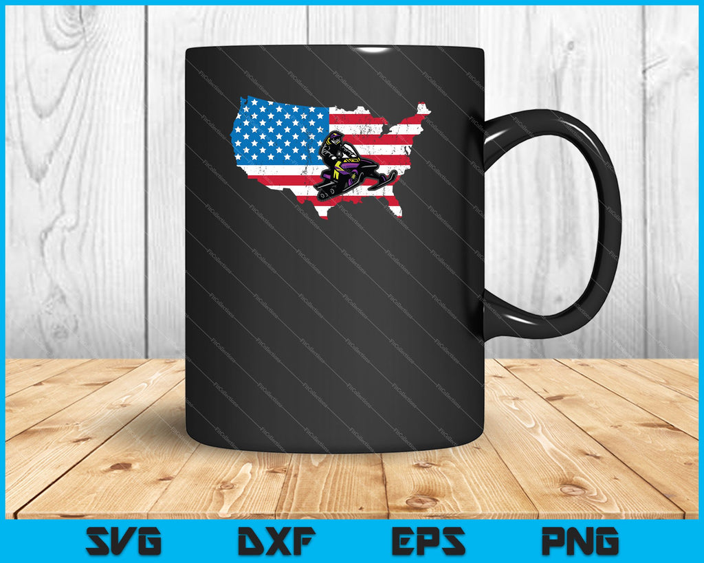 Vintage 4th Of July USA Flag Snow Mobile Snowmobile SVG PNG Files ...