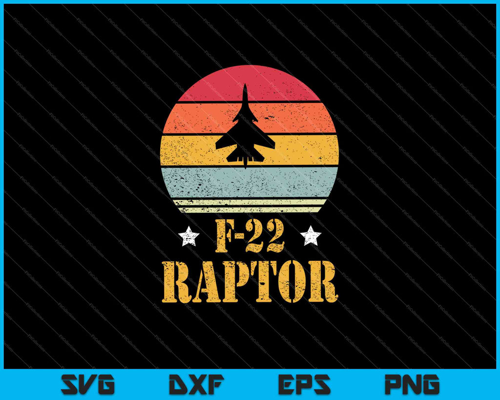 Vintage F-22 Raptor Jet Military Aircraft SVG PNG Files – creativeusarts